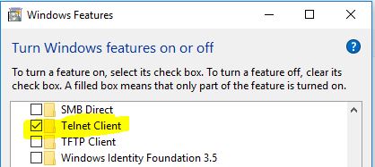 Windows - How to Enable Telnet Client