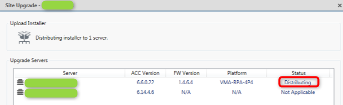 ACC Remote Site Upgrade Screenshots
