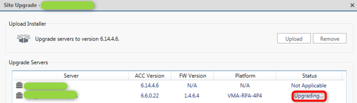 ACC Remote Site Upgrade Screenshots