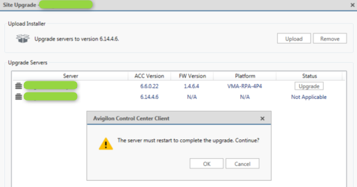 ACC Remote Site Upgrade Screenshots