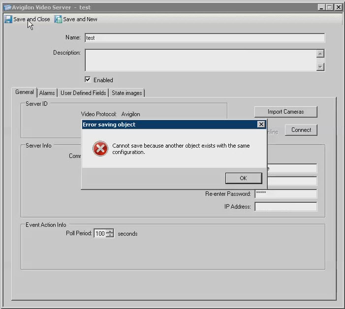 Ccure 9000 Error Cannot Save Because Another Object Exists With Same Configuration