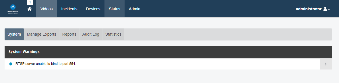 VideoManager Shows RTSP Server Unable to Bind to Port 554