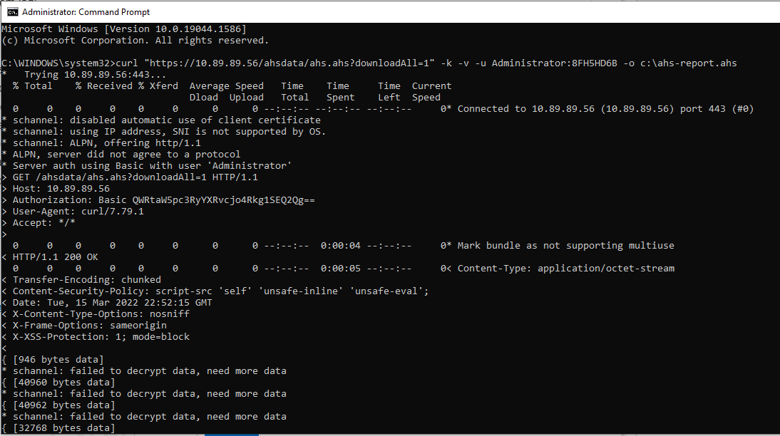 HPE - How to Get the Active Health System (AHS) Log via curl