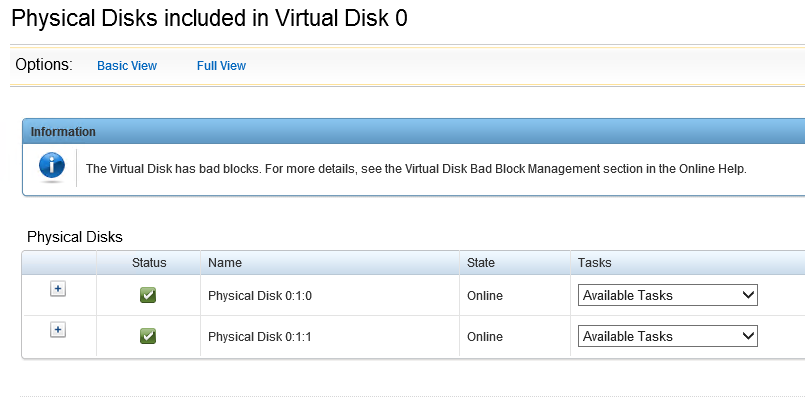 The Virtual Disk has bad blocks
