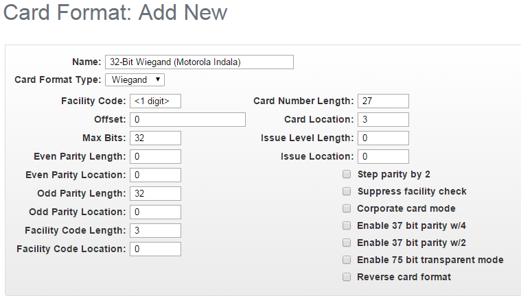 ACM - 32-Bit Motorola-Indala Card Format