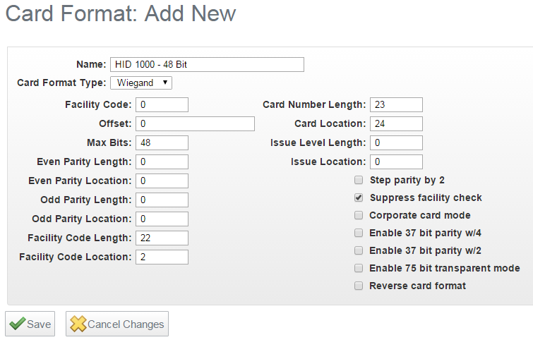 ACM Card Format for HID C1000-48bit