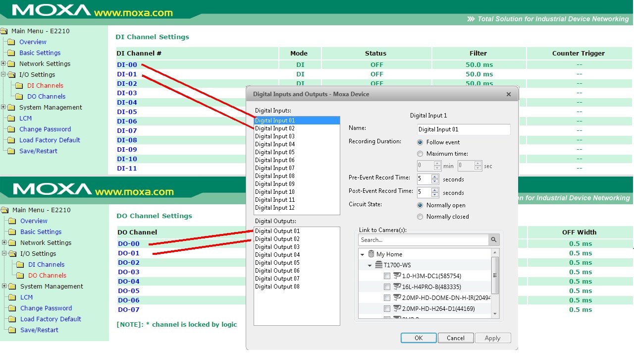 How Does Moxa E2210 DI/DO Match On ACC Setup?