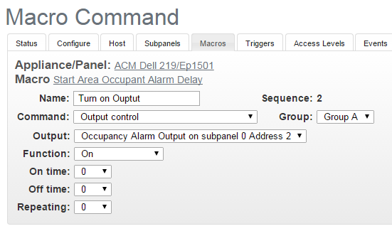 Acm Set Up Macros For An Area Occupancy Alarm