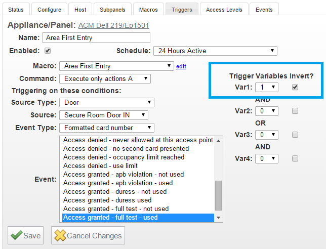 Acm Set Up Triggers For An Area Occupancy Alarm