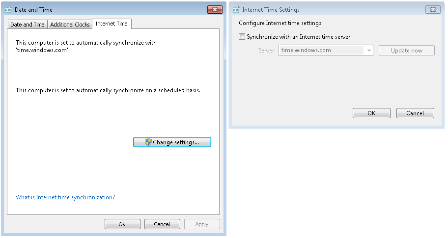 Disable Windows Native Internet Time Update