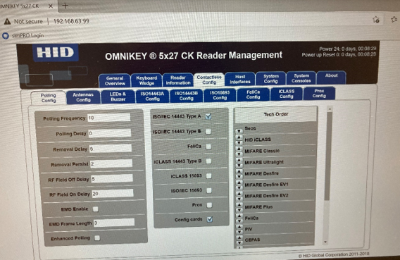 Configure HID Omnikey 5427CK for Avigilon iClass SEOS cards (56 bits)