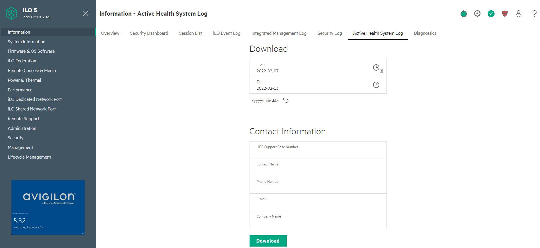 HPE - How to collect Active Health System (AHS) Log - via iLO