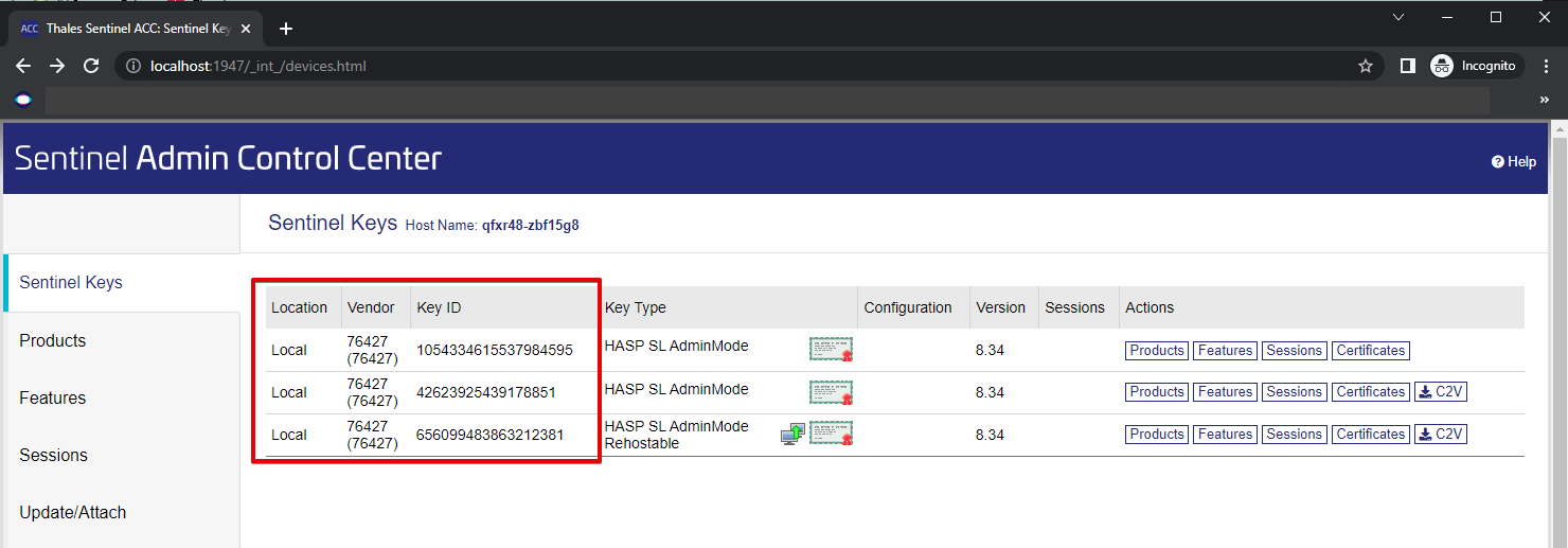 IndigoVision Control Center License information screen