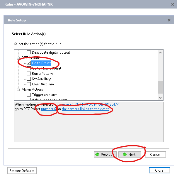Configure PTZ to Move to a Preset When Another Camera Detects Motion