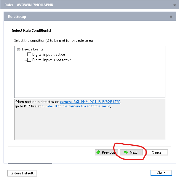 Configure PTZ to Move to a Preset When Another Camera Detects Motion