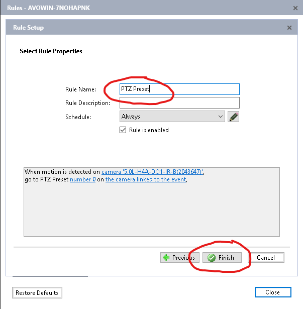 Configure PTZ to Move to a Preset When Another Camera Detects Motion