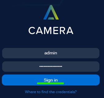 Where are the credentials for an Ava Cloud Camera
