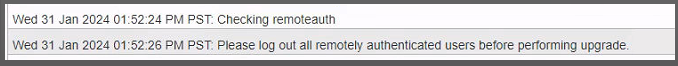 Acm Upgrade Failed Due To Remote Authenticated Users Logged In