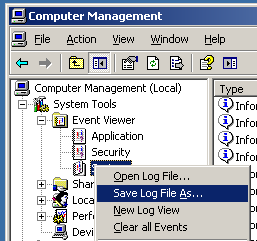 Exporting Logs From the Windows Event Viewer