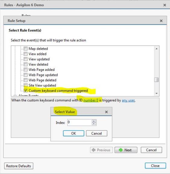 How to use custom keyboard command in ACC Rule
