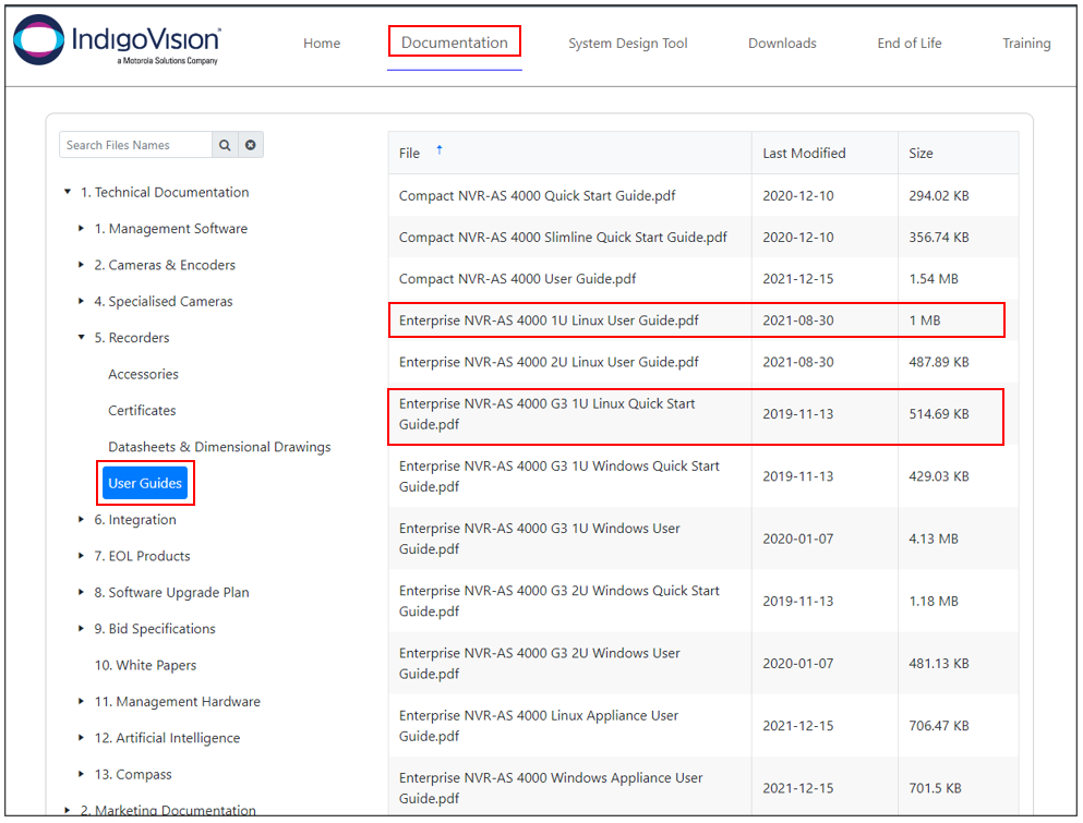 Enterprise NVR-AS 4000 G3 1U Linux Appliance Guides