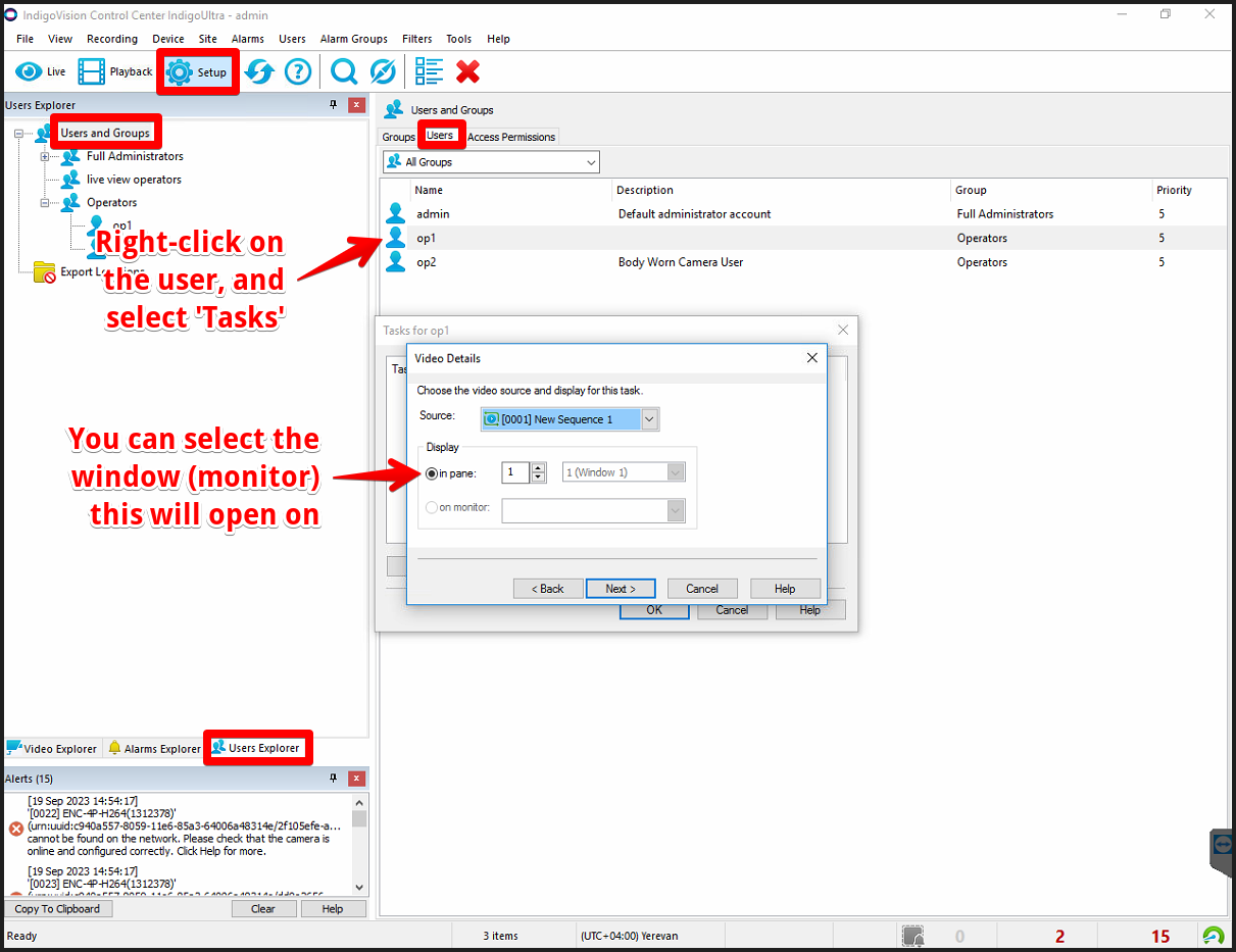 How to setup multiple windows/monitors for a user task