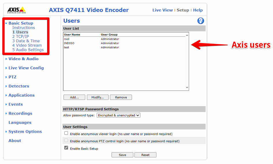 Unable to view live stream from Axis Video Encoder