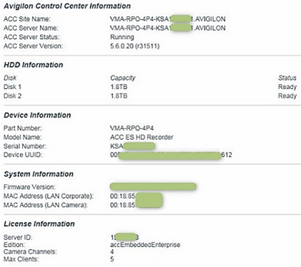 What the Avigilon Linux System Web UI Shows After a Reset