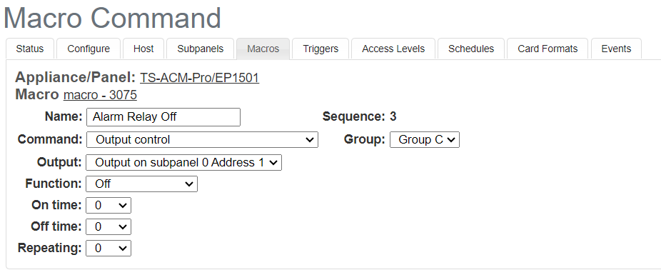 ACM - Configure Macros and Triggers for Door Alarm