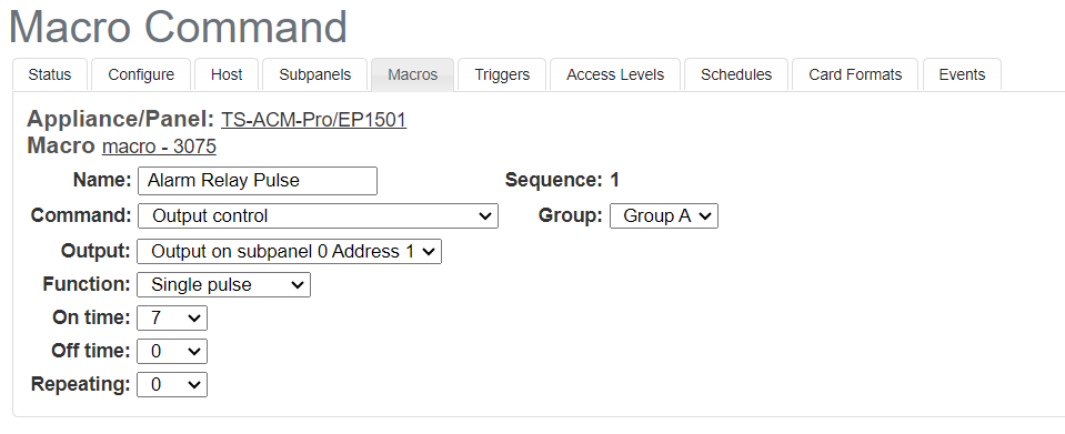 Acm Configure Macros And Triggers For Door Alarm