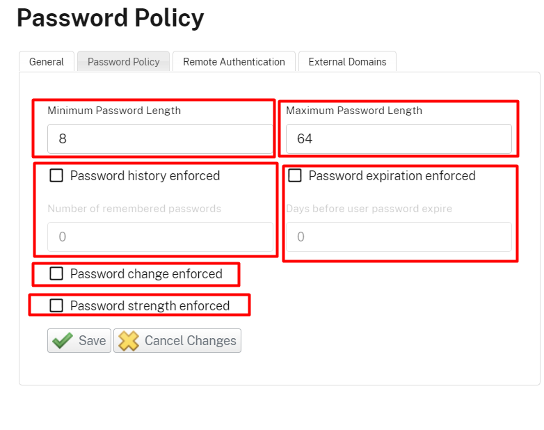 Unity Access 7 Password Policy