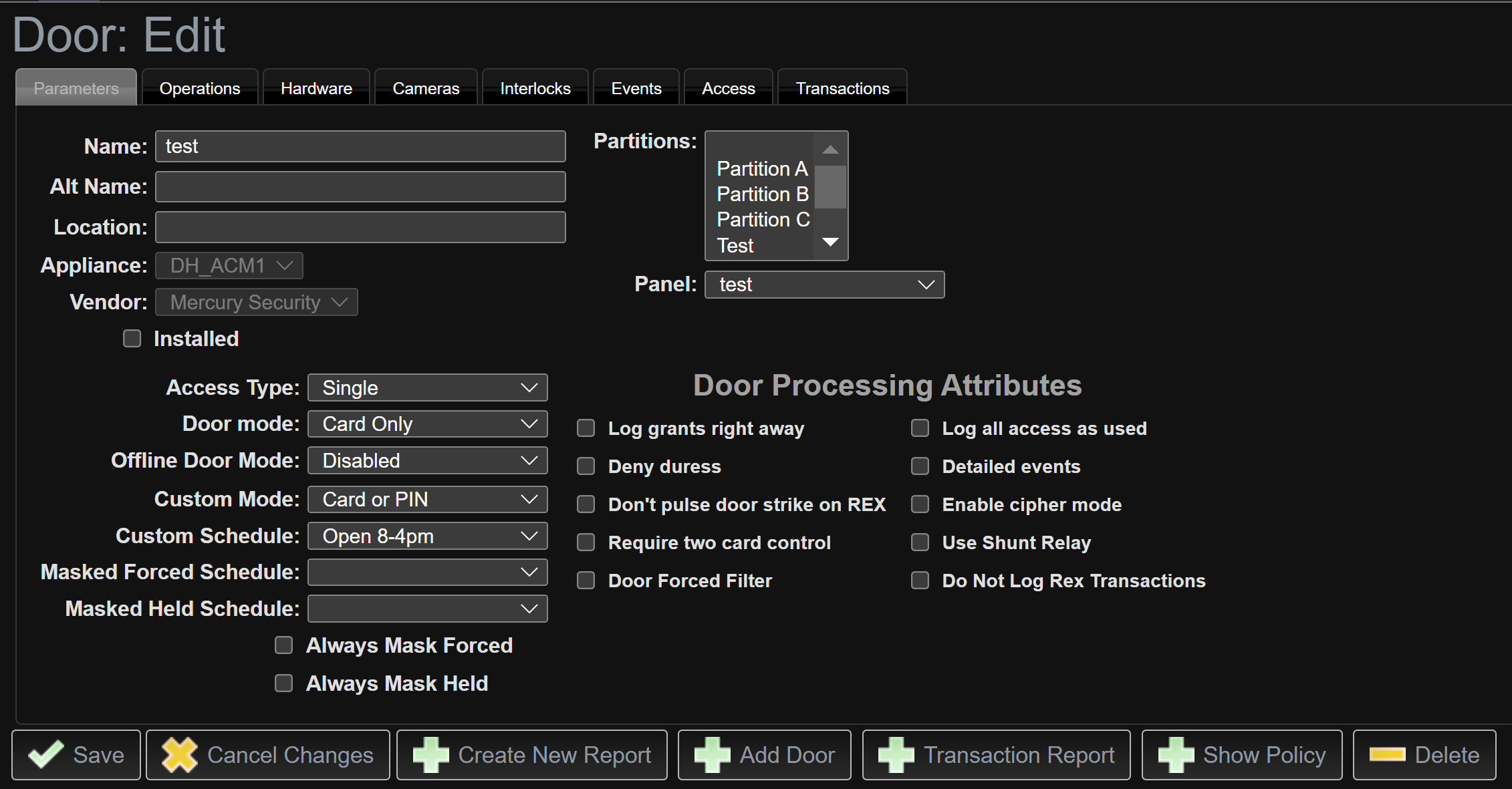 ACM - Door Modes And Association To Schedules