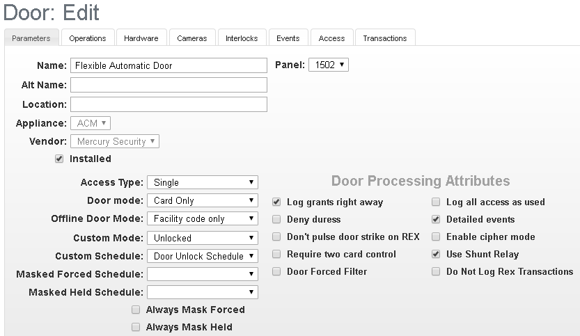Set up a Flexible Automatic Door Configuration in ACM