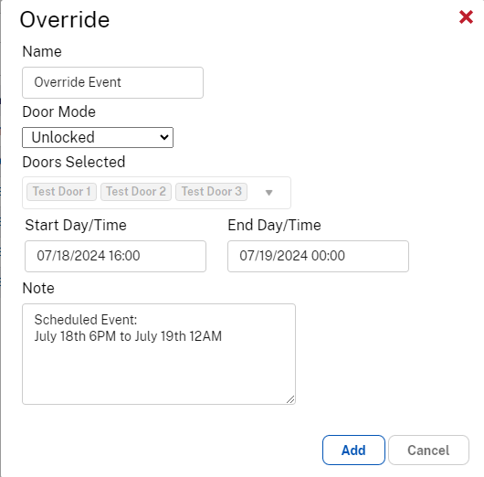 ACM - How to create a door override