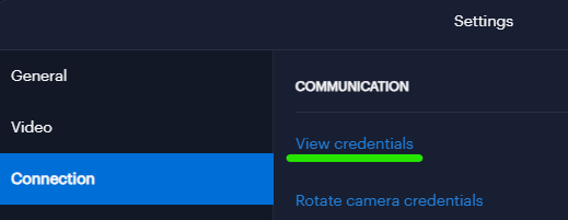 Where are the credentials for an Ava Cloud Camera