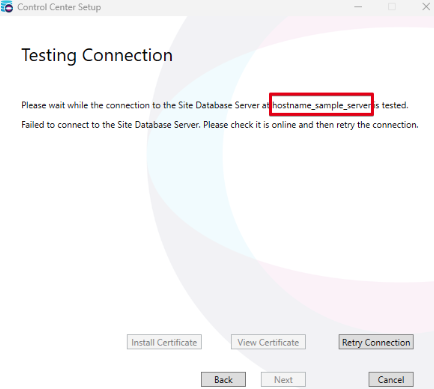 IndigoVision Control Center Setup Failed to Connect to the Site ...