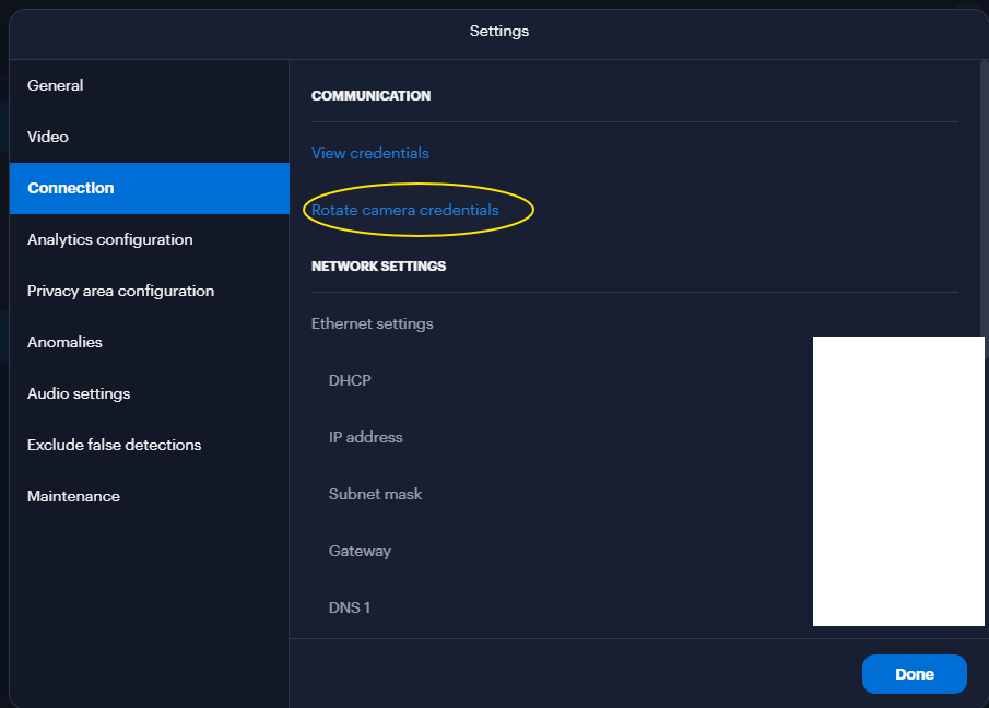 Ava camera credentials not working
