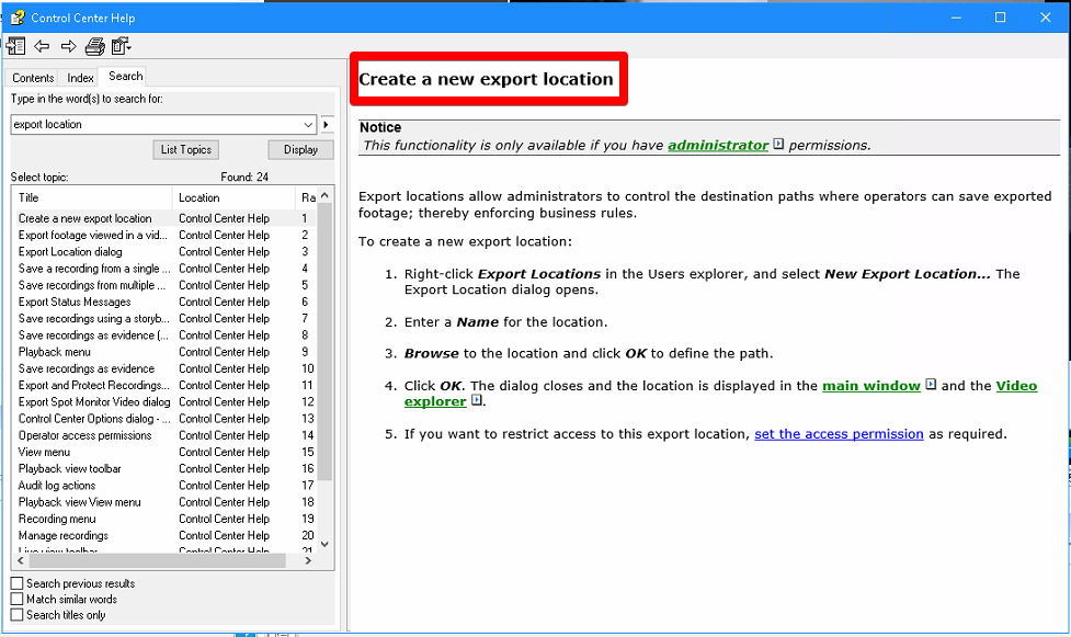 IndigoVision Control Center How to Create a Export Location