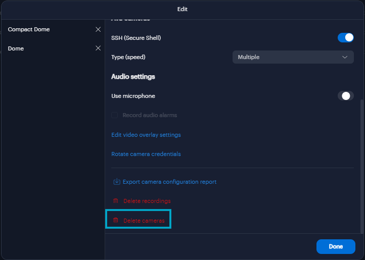 Delete a Camera From an Alta Aware Deployment