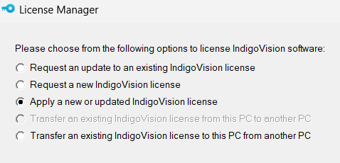 IndigoVision New Permanent or Demo License required
