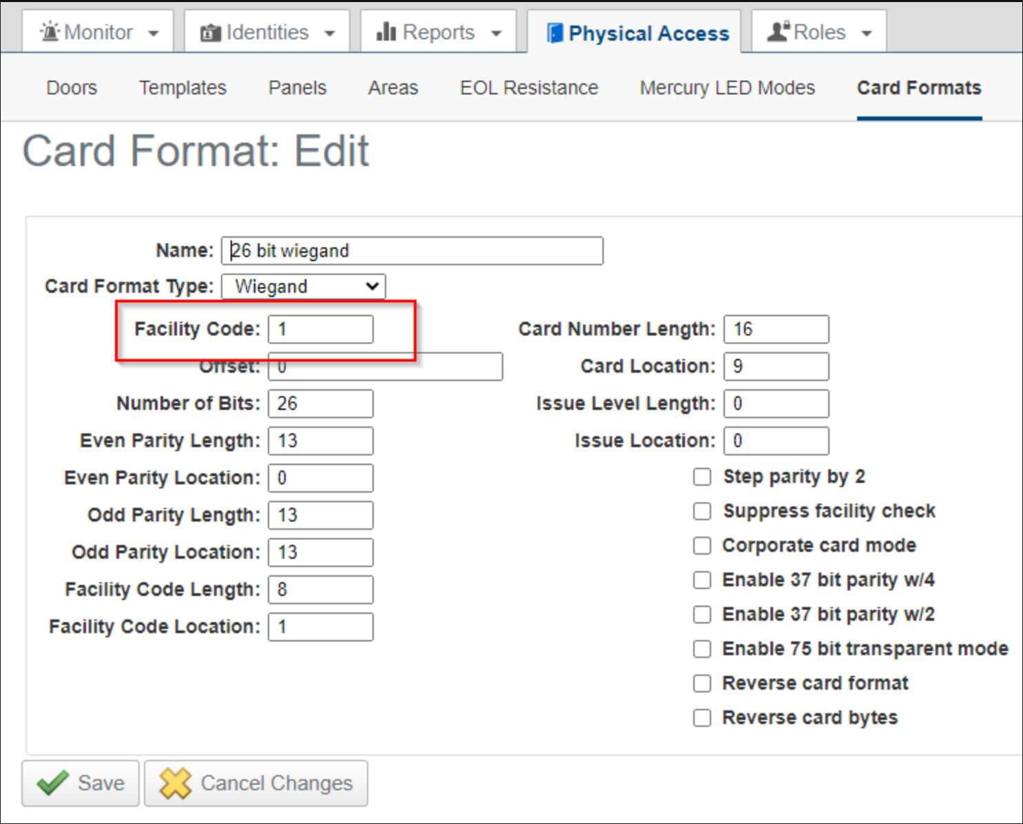ACM - Error Msg. Invalid Facility Code