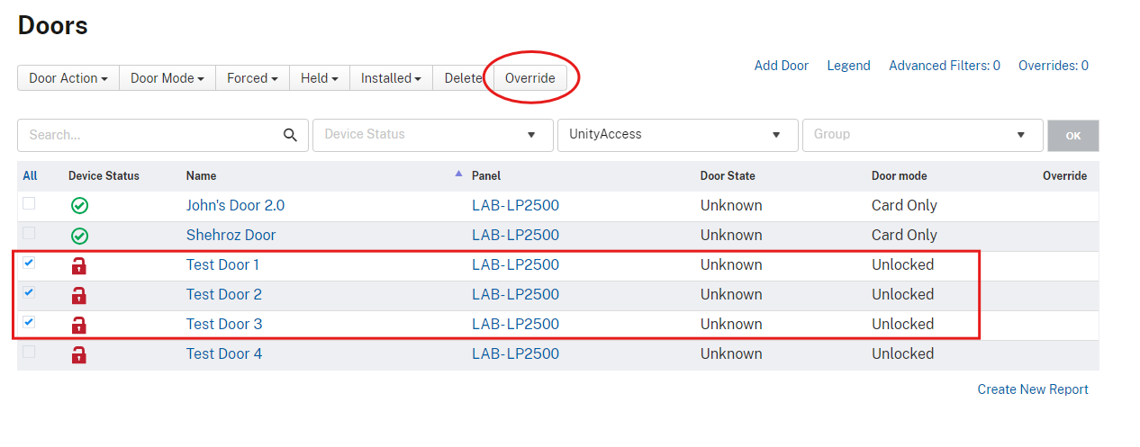 ACM - How to create a door override